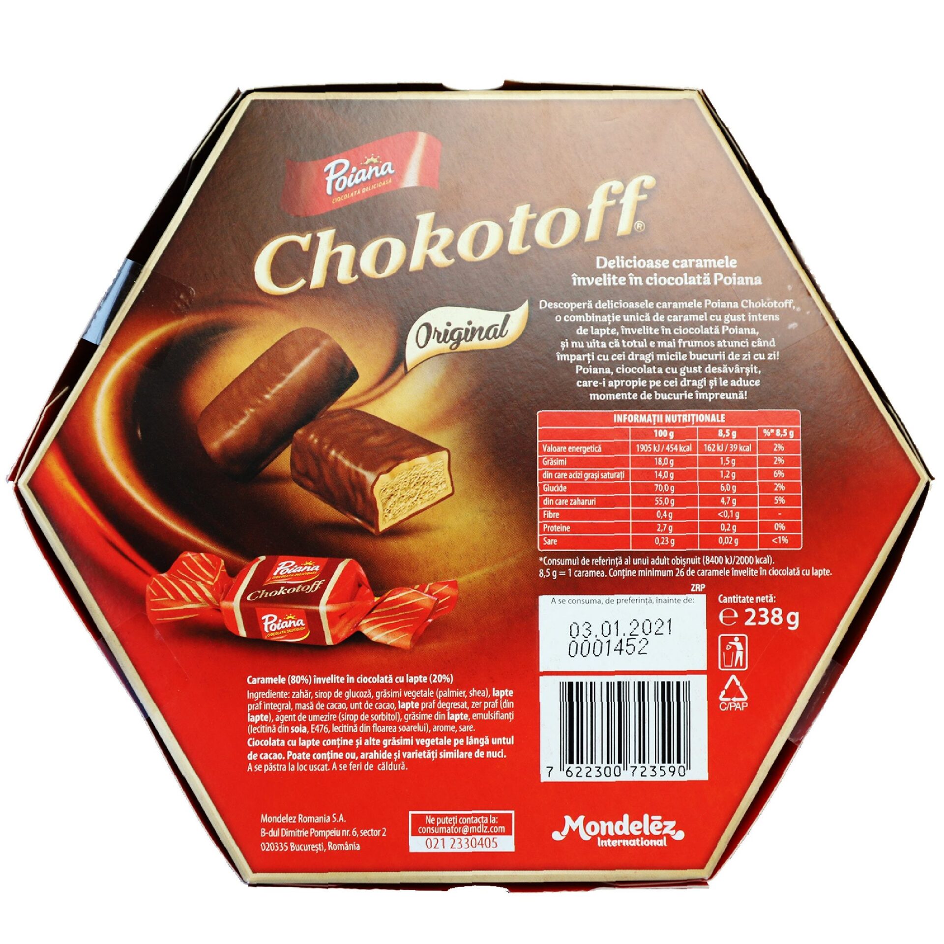 Cutie Bomboane Chokotoff- 238g- Caramele învelite in ciocolata – Ghiocela
